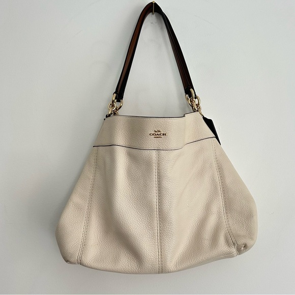 Coach | Bags | Coach Pebbled Leather Shoulder Bag In Cream | Poshmark